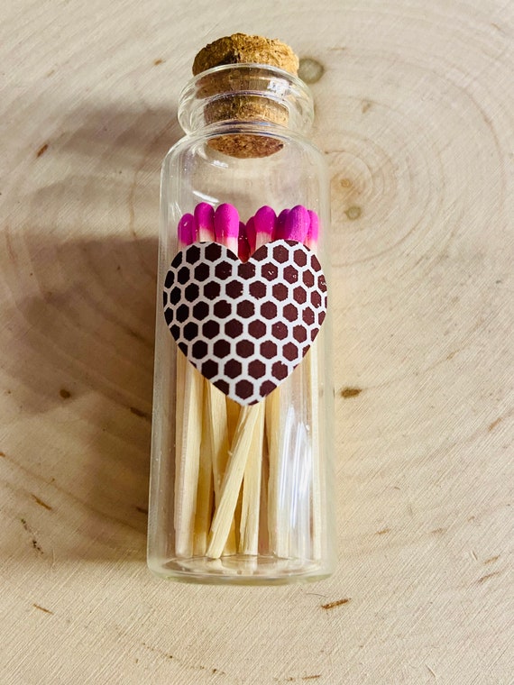 Pink Match Bottles With 20ct Matches and Heart Match Striker | Etsy