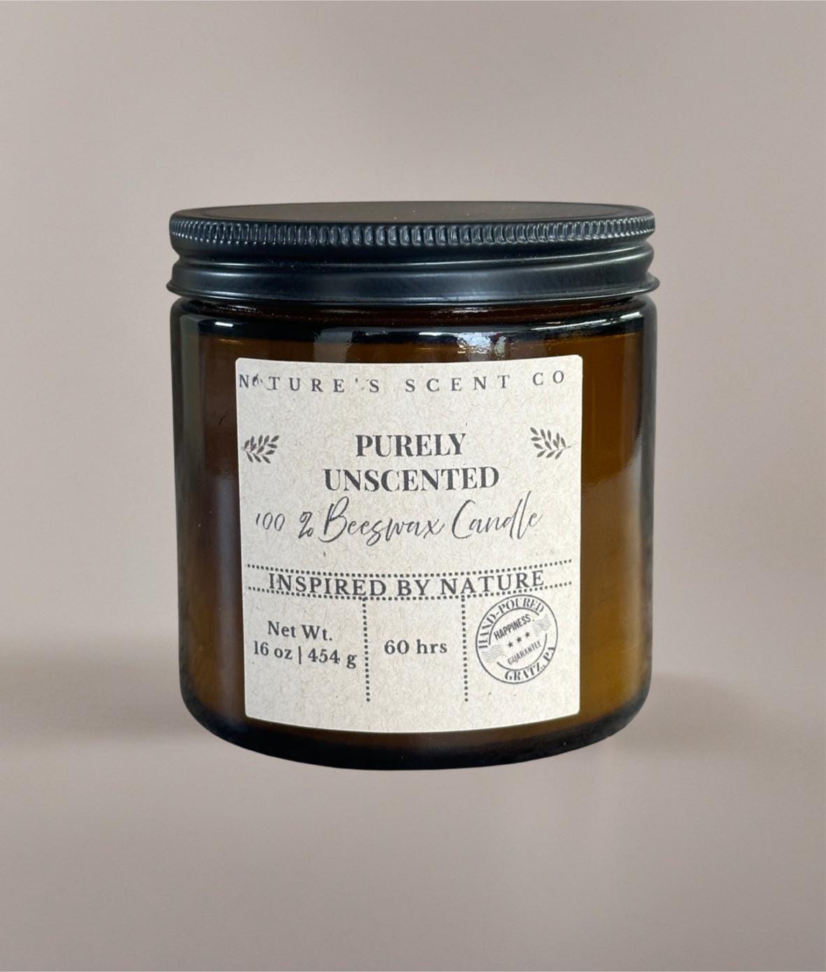 Purely Unscented Beeswax Candle – Clean Burn, No Fragrance | Hand ...