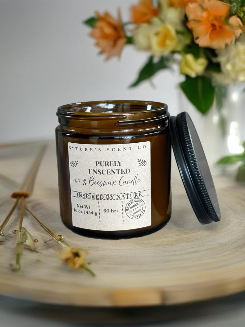 Purely Unscented Beeswax Candle – Clean Burn, No Fragrance | Hand ...