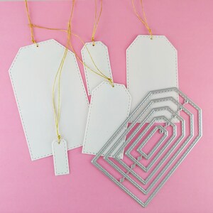Stitched Tags Metal Cutting Dies - 5 Piece Nesting Metal Craft Dies ...