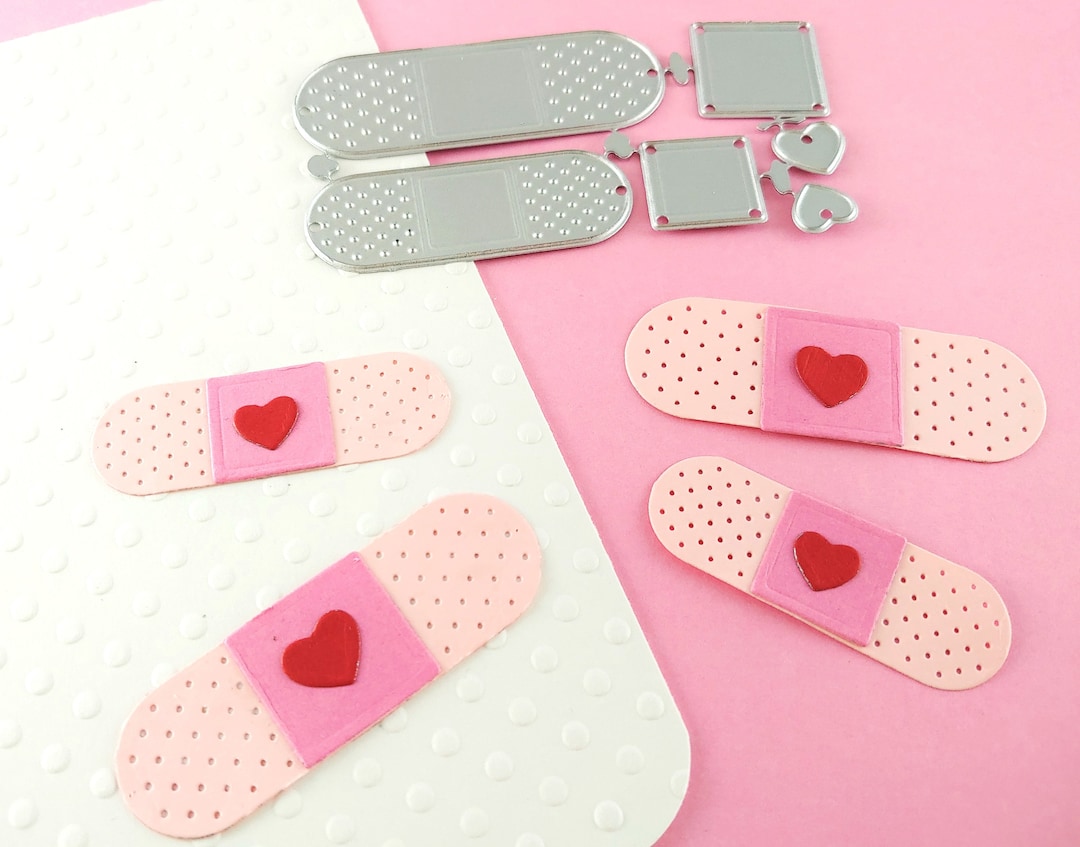 Bandaid Cutting Dies - 6 Piece Valentines Metal Craft Dies - Heart ...