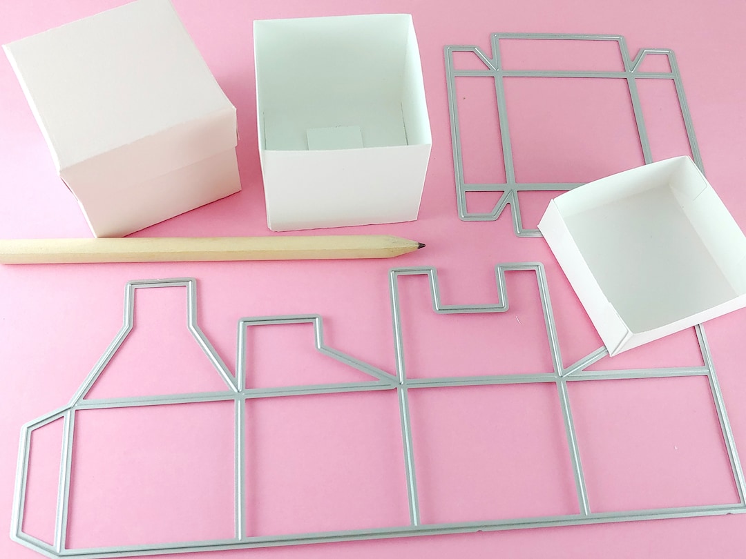 Small Box With Lid Cutting Dies - 1.75" X 1.75" X 1.5" Box - Metal Dies ...