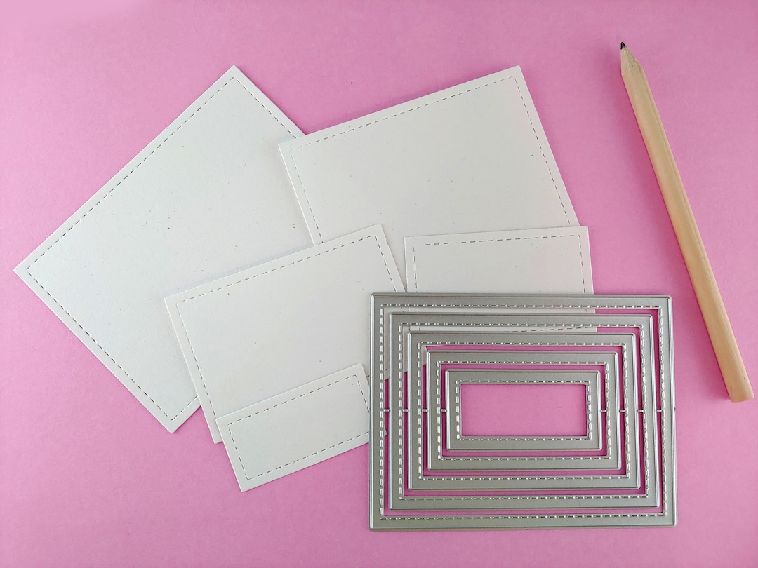 NEW Stitched Rectangle Cutting Dies 5 Piece Nesting Metal Dies Stitched ...