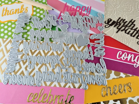 Words Cutting Dies 16 Piece Metal Crafting Dies for Card - Etsy