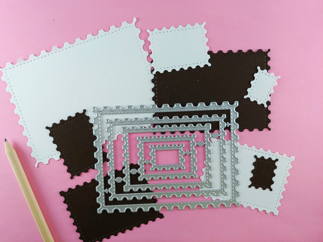 Stamps Cutting Dies - 5 Piece Nesting Metal Dies - Mail Stamp Cutting ...