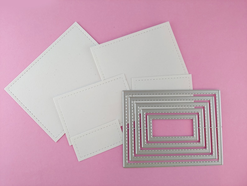 Stitched Rectangle Cutting Dies - 5 Piece Nesting Metal Dies - Stitched ...