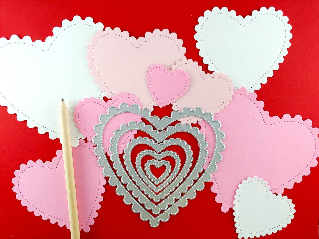 Scalloped Hearts Metal Cutting Dies - Set of 5 Valentines Metal Craft ...