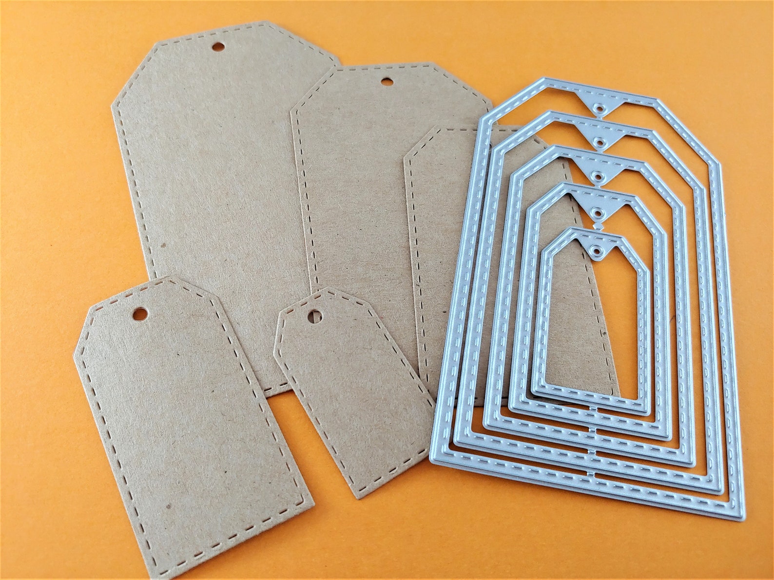 Stitched Tags Metal Cutting Dies 5 Piece Nesting Metal Craft | Etsy