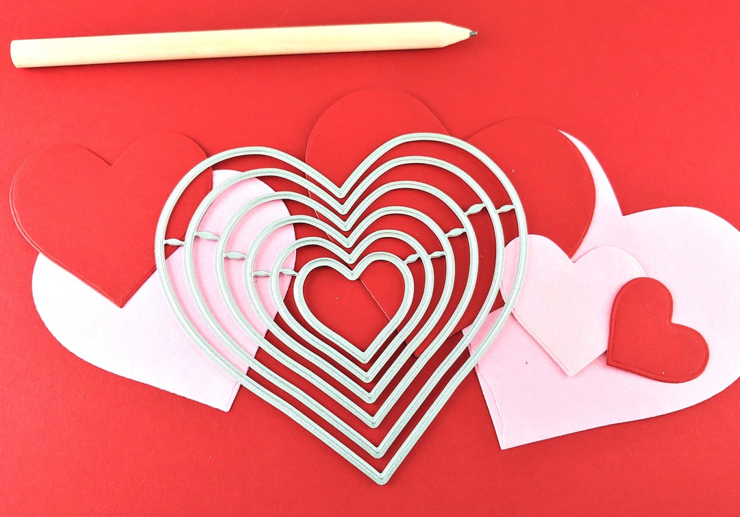 Hearts Cutting Dies - Set of 6 Valentines Metal Craft Dies - Nesting ...
