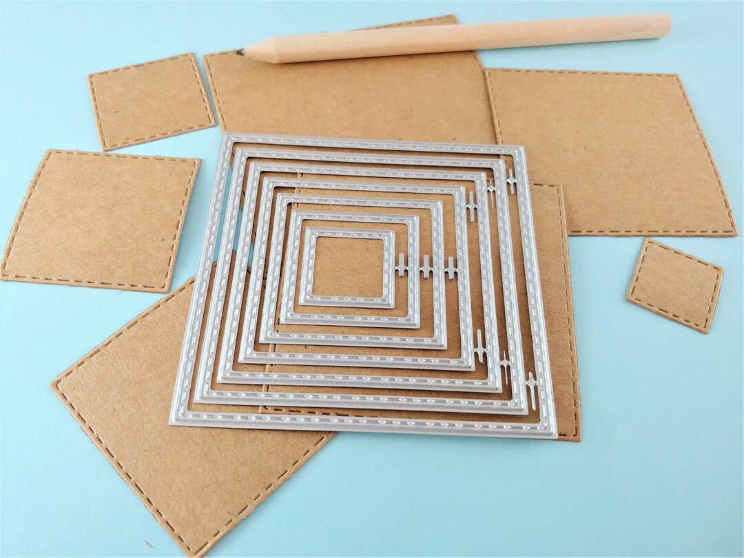 Stitched Square Metal Cutting Dies - 7 Piece Nesting Metal Dies ...