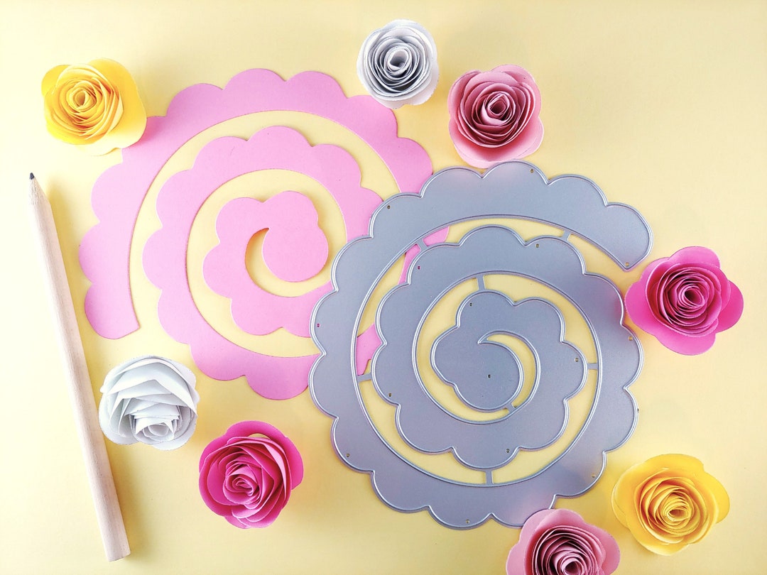 Spiral Flower Cutting Dies - Roll up Roses - 3D Paper Flower Craft Die ...