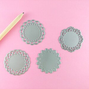 Rosette Cutting Dies - Round Label Metal Dies - Miniature Doily Craft Cutting Die - Ornamental ...
