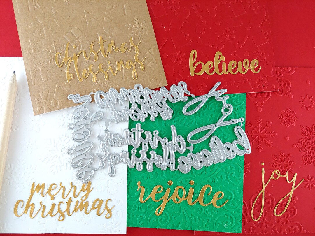 Christmas Words Cutting Dies - Christmas Sentiments Metal Crafting Dies ...