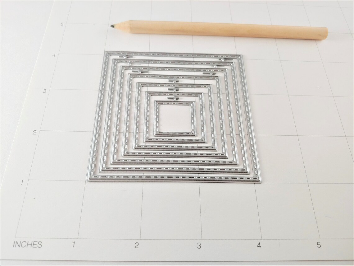 Stitched Square Metal Cutting Dies 7 Piece Nesting Metal | Etsy