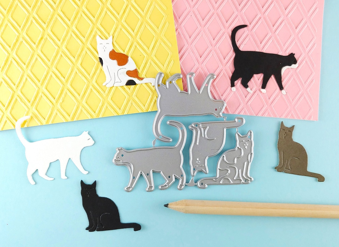 Little Cats Cutting Dies - Cat Metal Crafting Dies - Scrapbooking Die ...