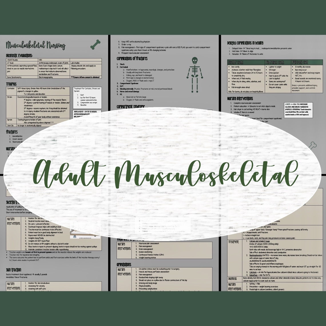 Adult Musculoskeletal Nursing Cheat Sheets | Etsy