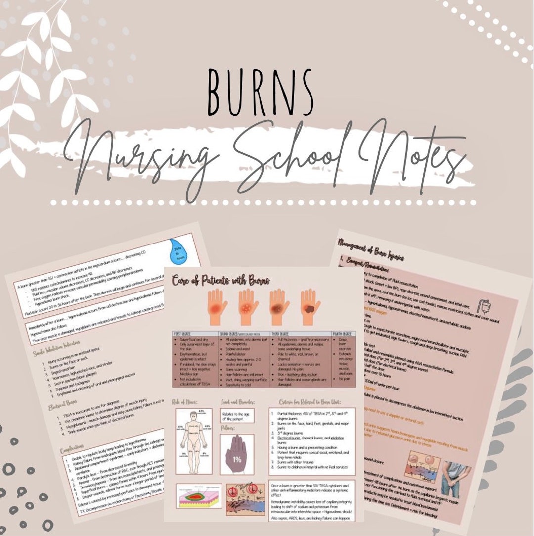 Burns Nursing - Cheat Sheets - Etsy