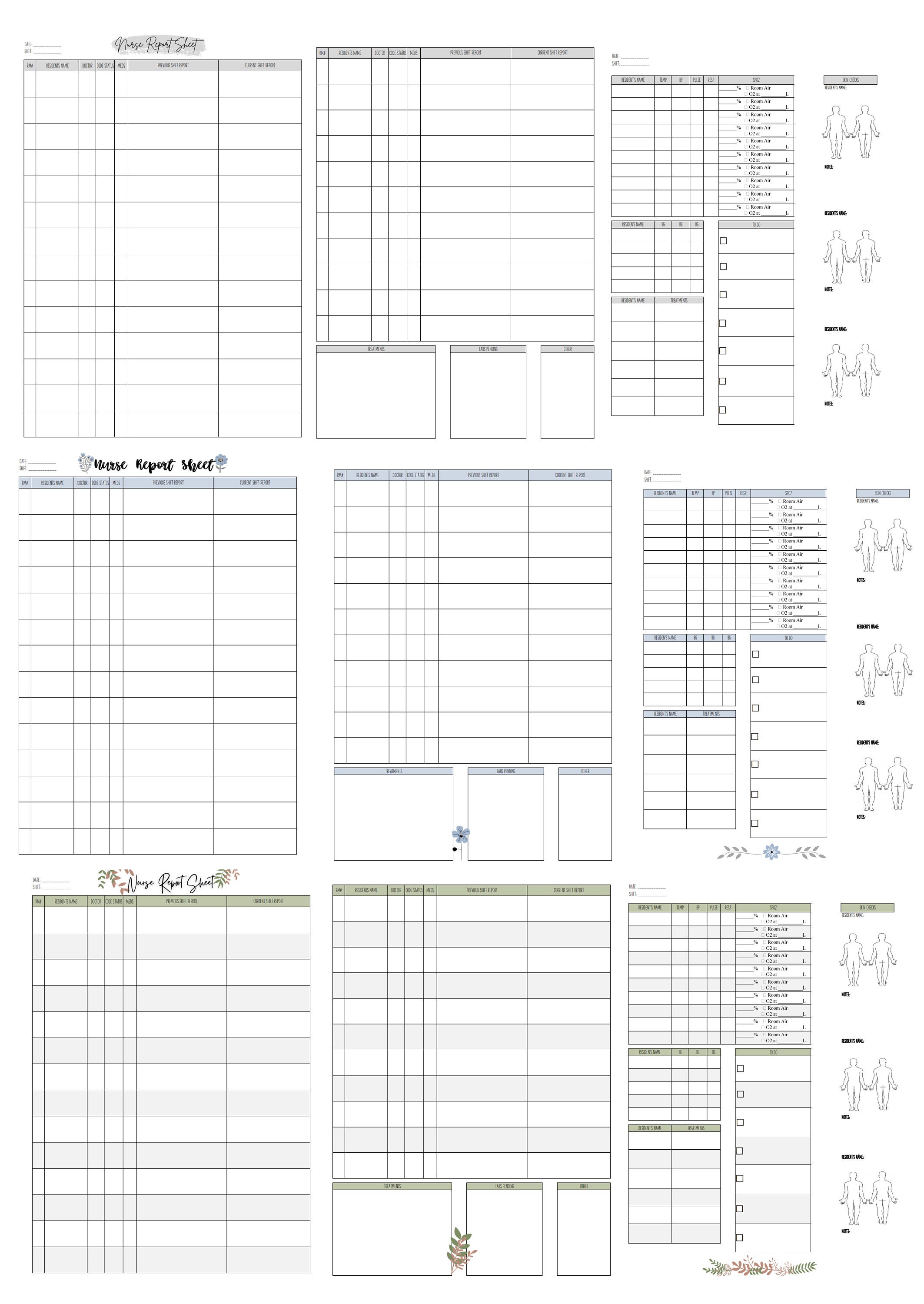Long Term Care Nurse Report Sheet - Etsy