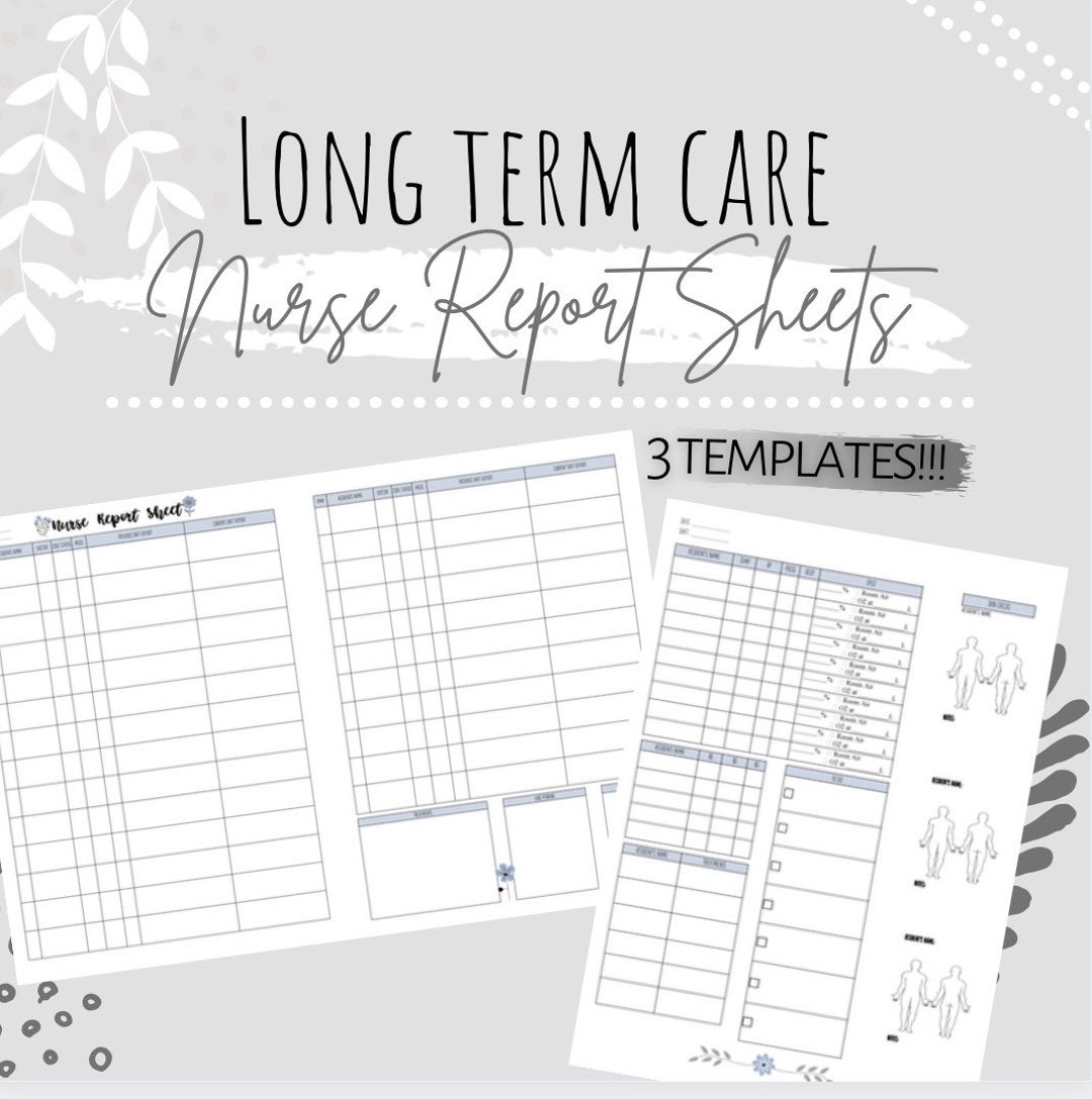Long Term Care Nurse Report Sheet - Etsy
