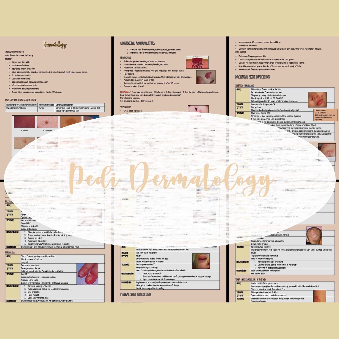 Pedi Dermatology Nursing Cheat Sheets | Etsy