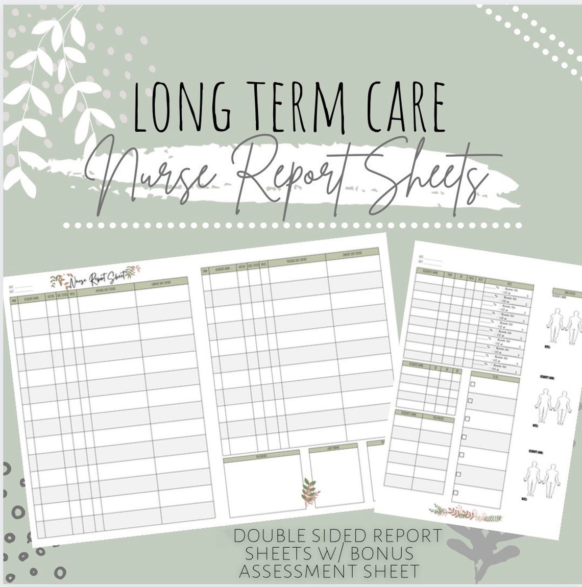 Long Term Care Nurse Report Sheet - Etsy