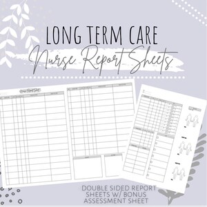 Long Term Care Nurse Report Sheet - Etsy