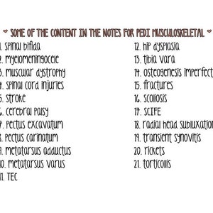 Pedi Musculoskeletal Nursing - Cheat Sheets - Etsy