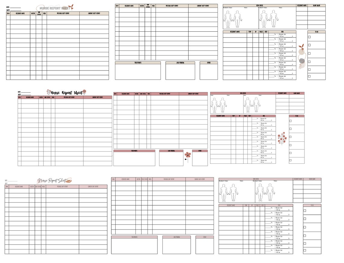 Long Term Care Nurse Report Sheet - Etsy