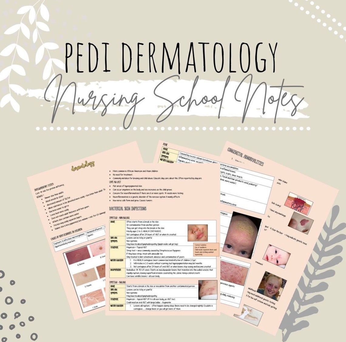 Pedi Dermatology Nursing Cheat Sheets - Etsy Denmark