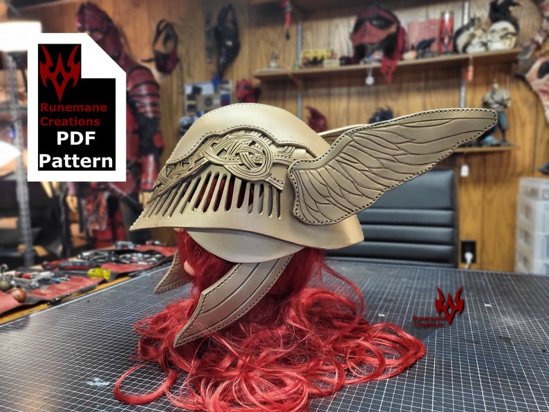 Leather Valkyrie Helmet PDF Pattern Winged Helm Viking - Etsy