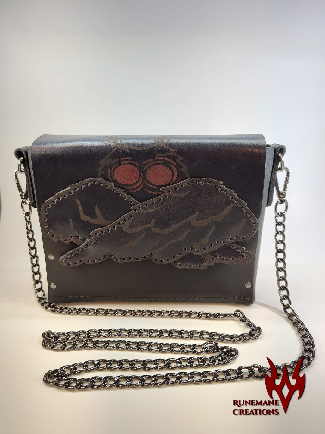 Mothman Leather Purse Handmade Leatherwork | Mothman Bag | Black ...