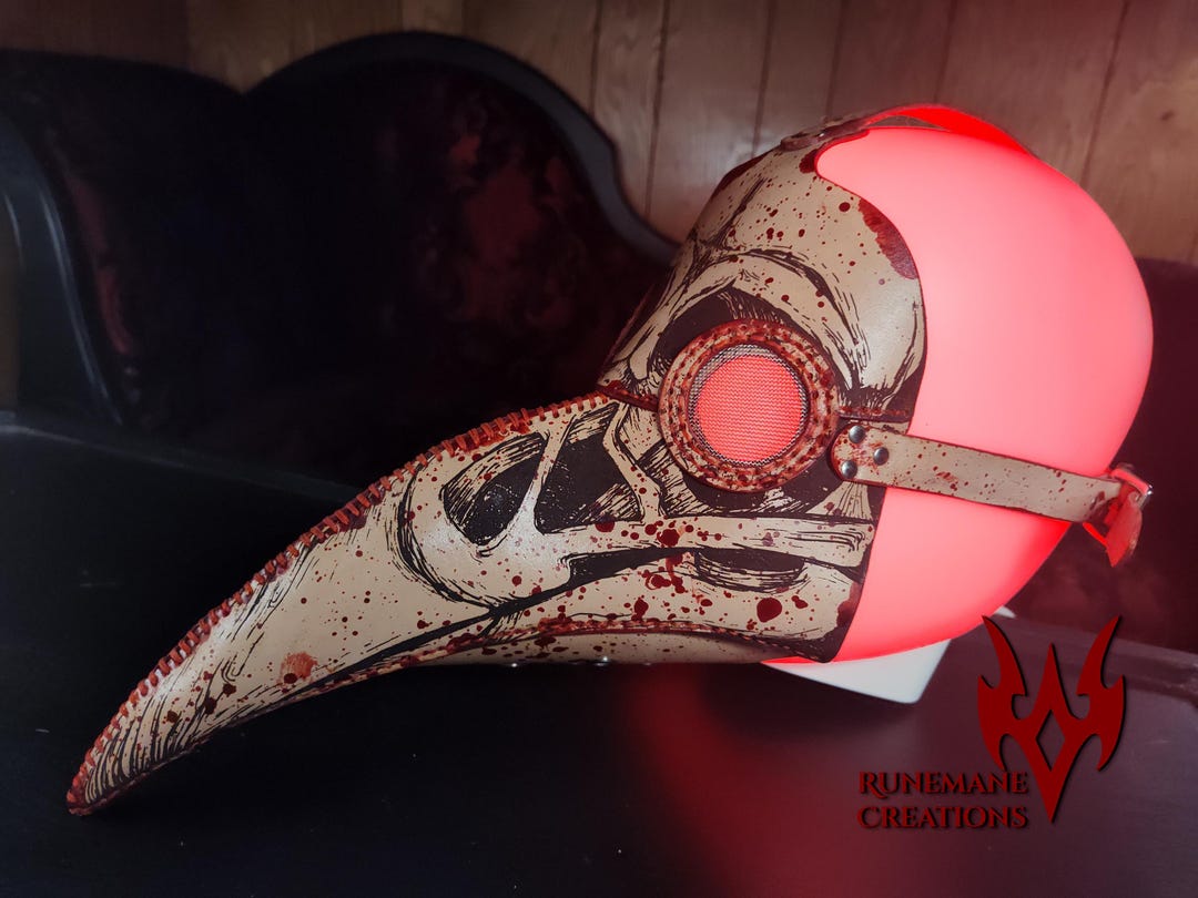 Blood Splattered Leather Plague Doctor Mask | Costume Renaissance ...