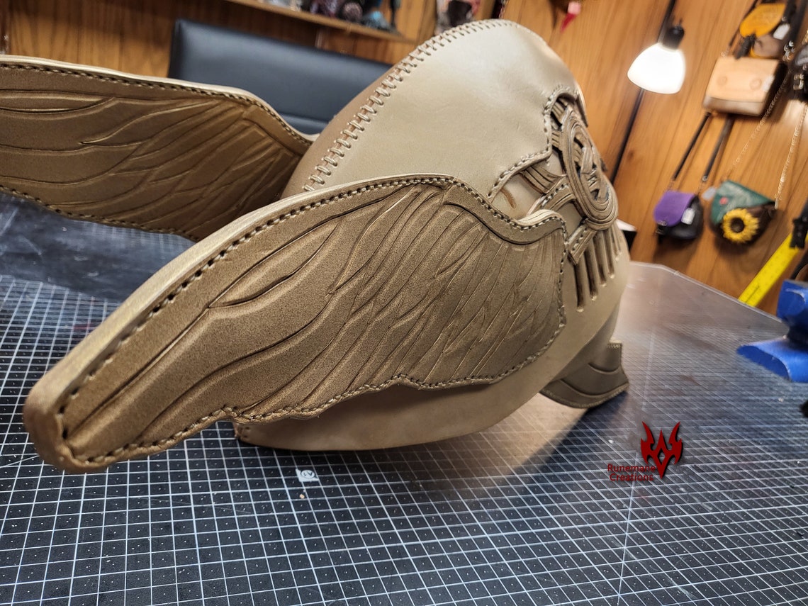 Leather Valkyrie Helmet Winged Helm Handmade Leather Armor - Etsy