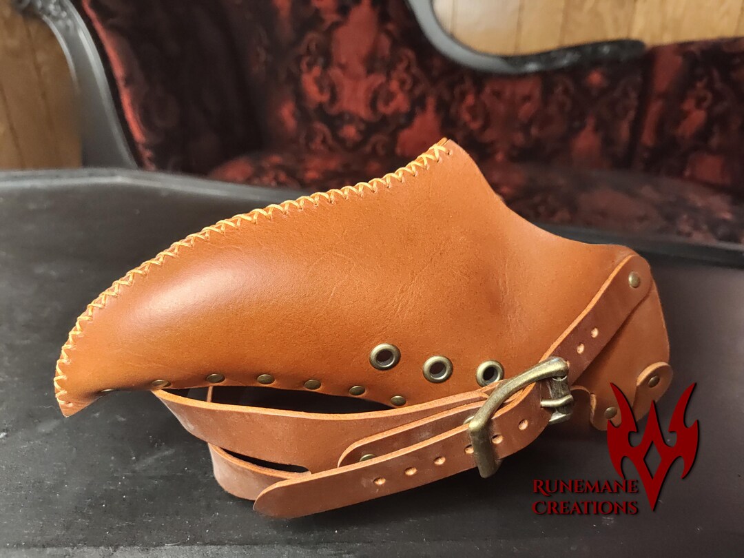 Leather Plague Doctor Half Mask | Brown & Brass | Costume Renaissance ...