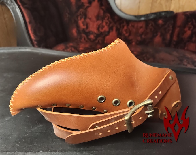 Leather Plague Doctor Half Mask | Brown & Brass | Costume Renaissance ...