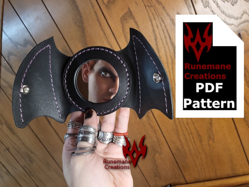 Bat Wing Makeup Mirror Leather Pattern | Leather PDF | Leatherworking ...