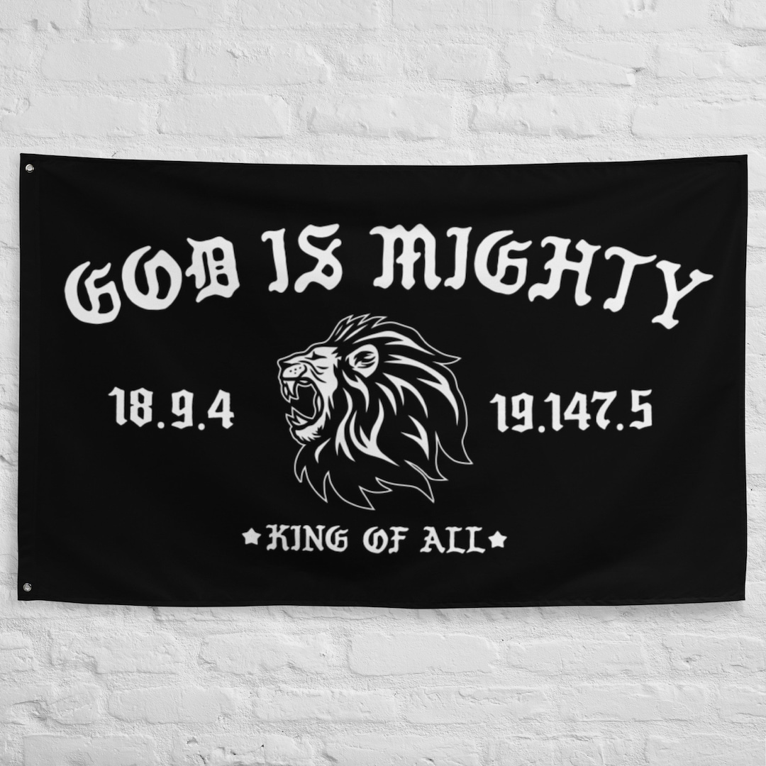God is Mighty Flag, Lion Flag, Mighty God Apparel, Christian Apparel ...