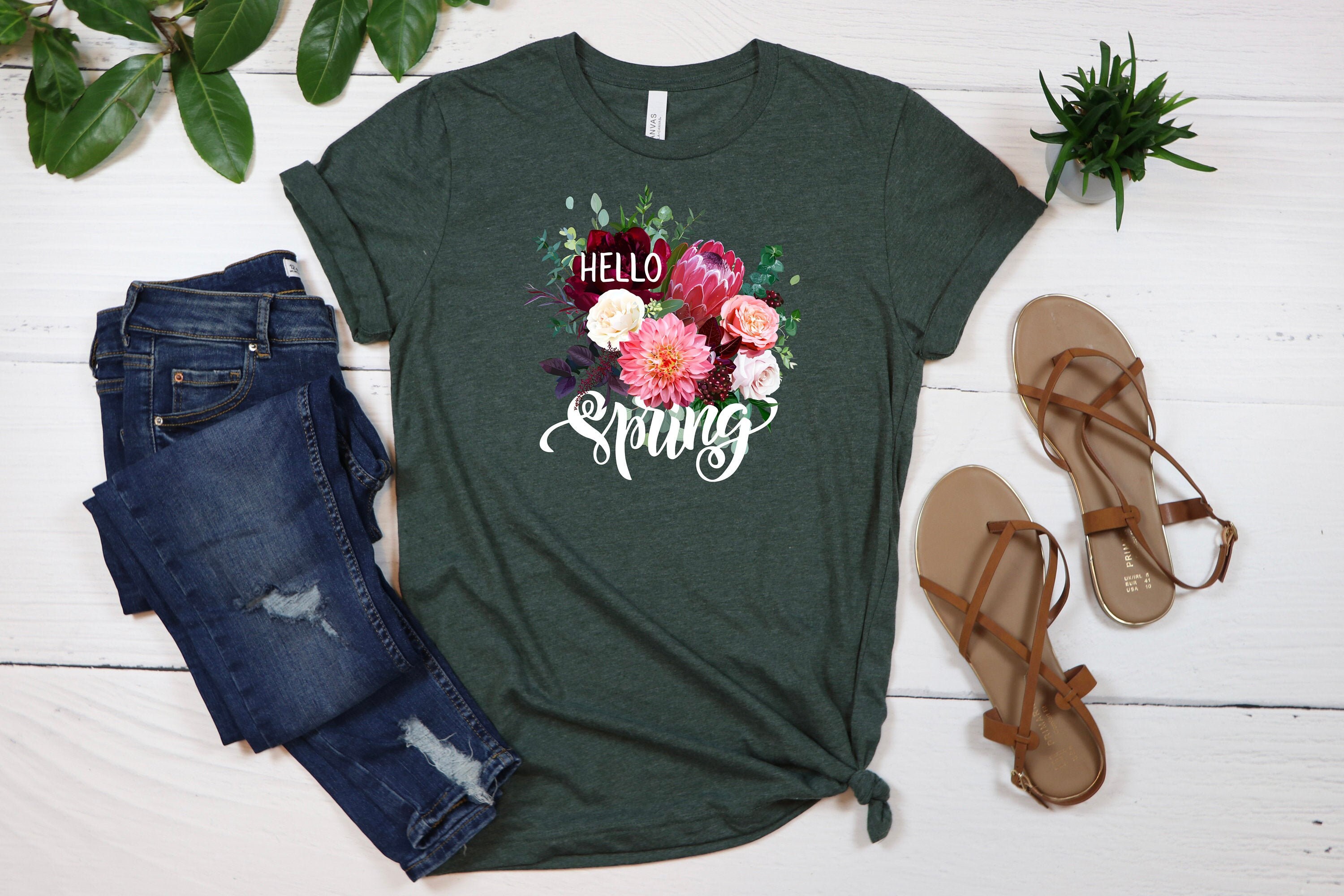 Hello Spring T-Shirt, Frühlings Shirt, Frühling Liebhaber Shirt, Oster ...