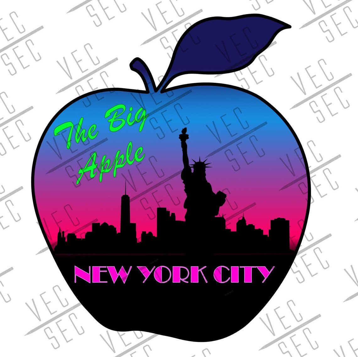 New York City "big Apple" SVG,PNG, JPEG Design - Etsy