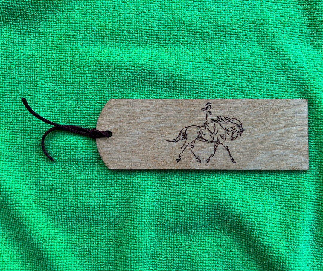 Horse Rider Wooden Bookmark, Pyrography Burned. - Etsy