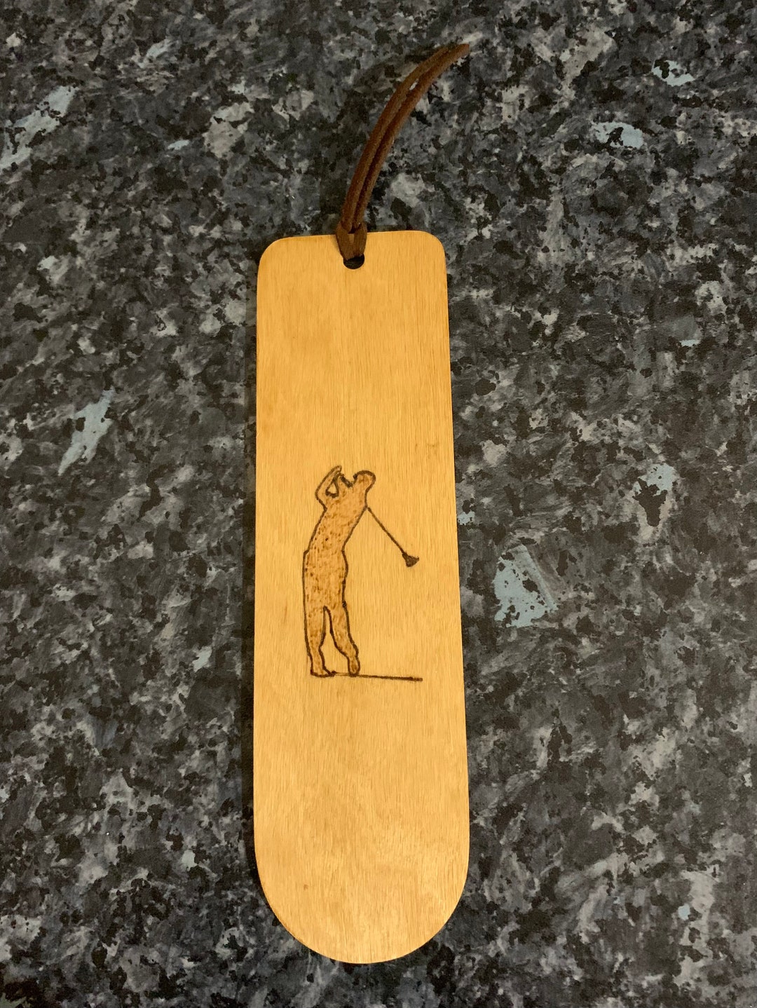 Golfer and Golf Bag Wooden Bookmark. Pyrography Art. Free - Etsy