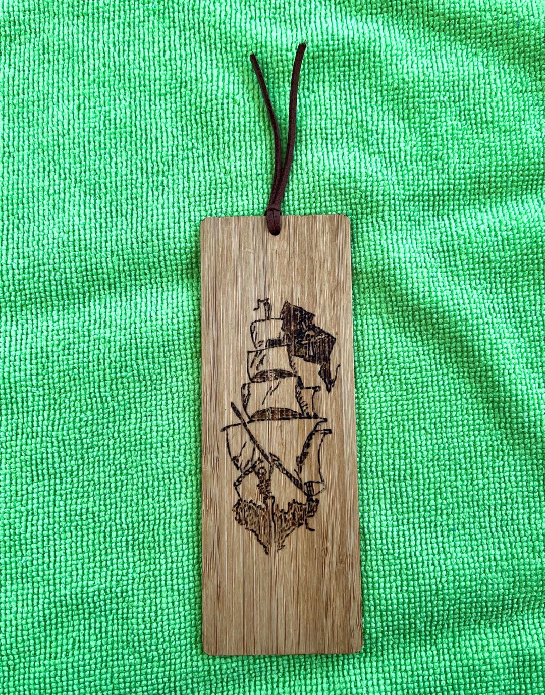 Pirate Ship Wooden Bookmark. Pyrography Art. - Etsy