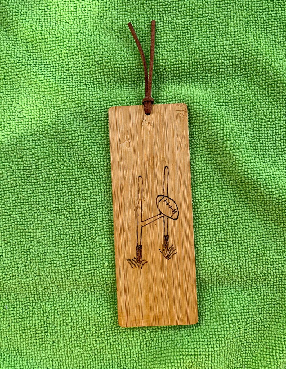 Rugby Themed Wooden Bookmark, Faux Leather Tassle, Varnished ...