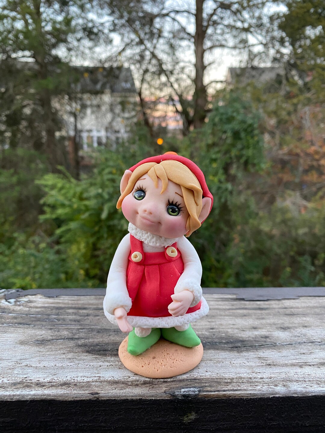 Fondant Elf Cake Topper, Cold Porcelain Elf, Keepsake Elf, Christmas ...