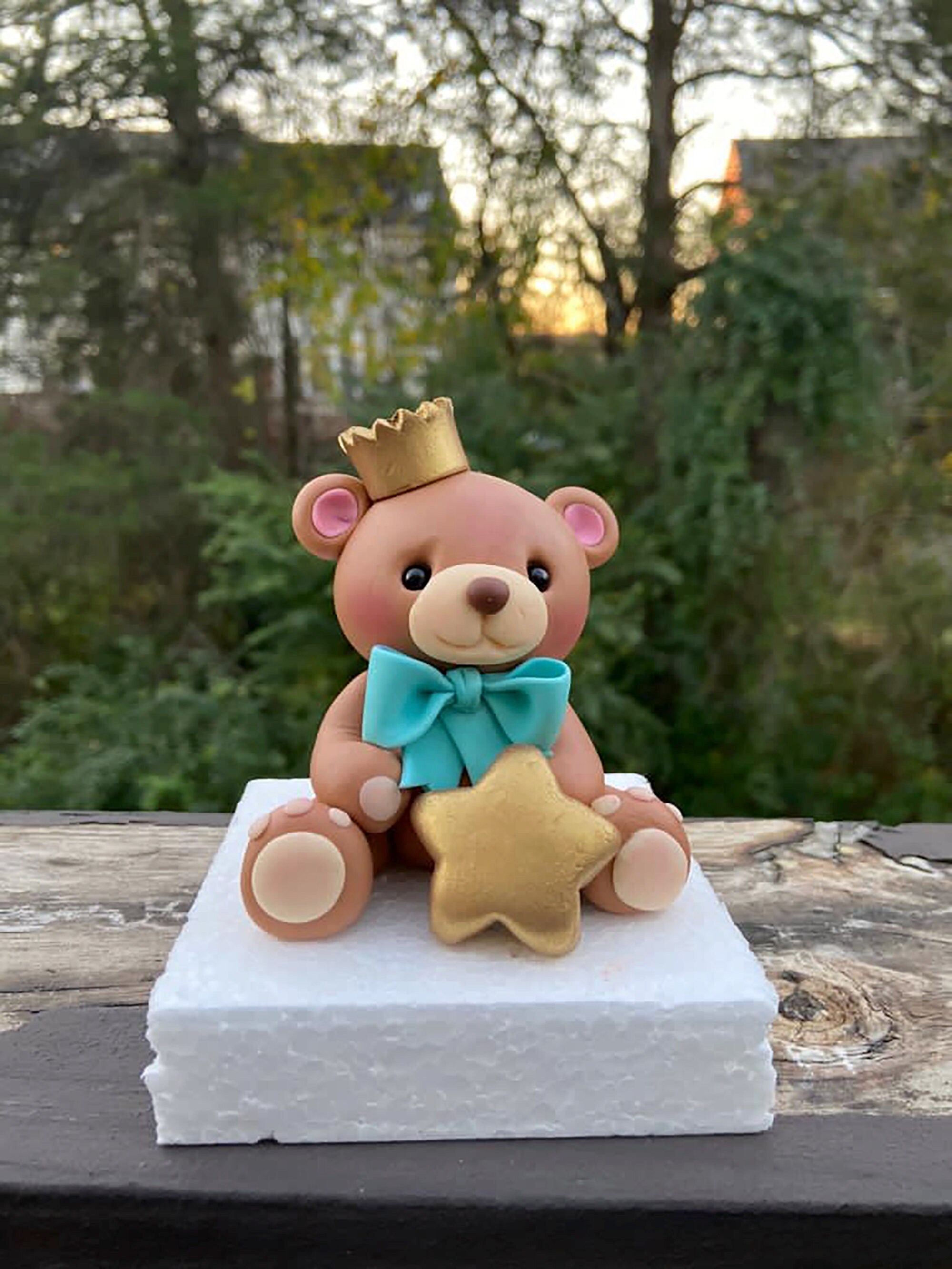 Fondant Bear With Crown Cake Topper Bear Baby Shower Baby - Etsy