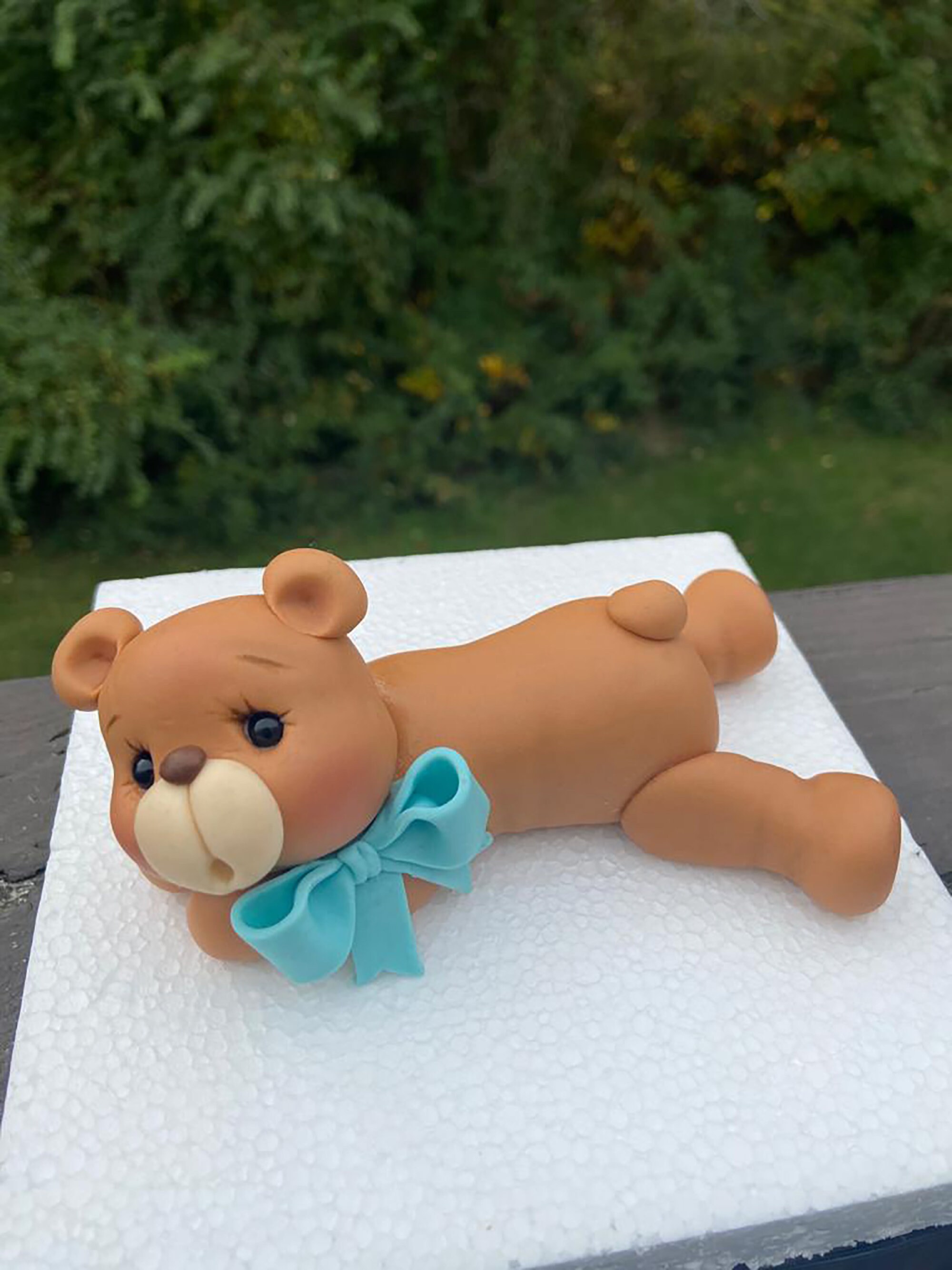 Fondant Teddy Bear Cake Topper Teddy Bear Baby Shower Boy | Etsy