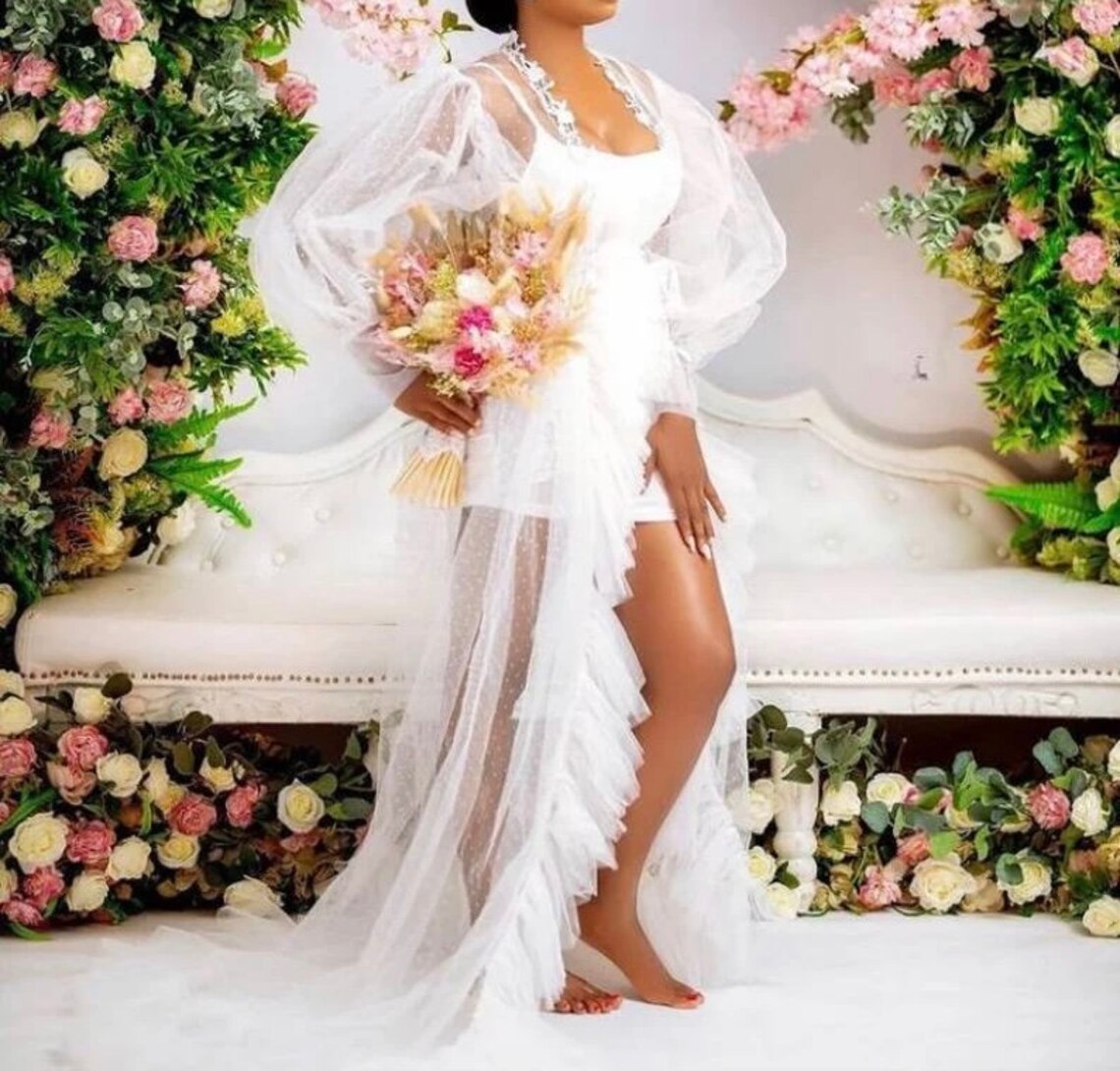 Bridal Robe Tulle Robe Bridal Dressing Robe Maternity Tulle - Etsy