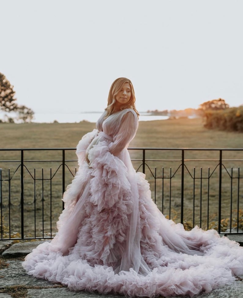 Fluffy Tulle Maternity Robes Bridal Women Long Tulle Dresses - Etsy
