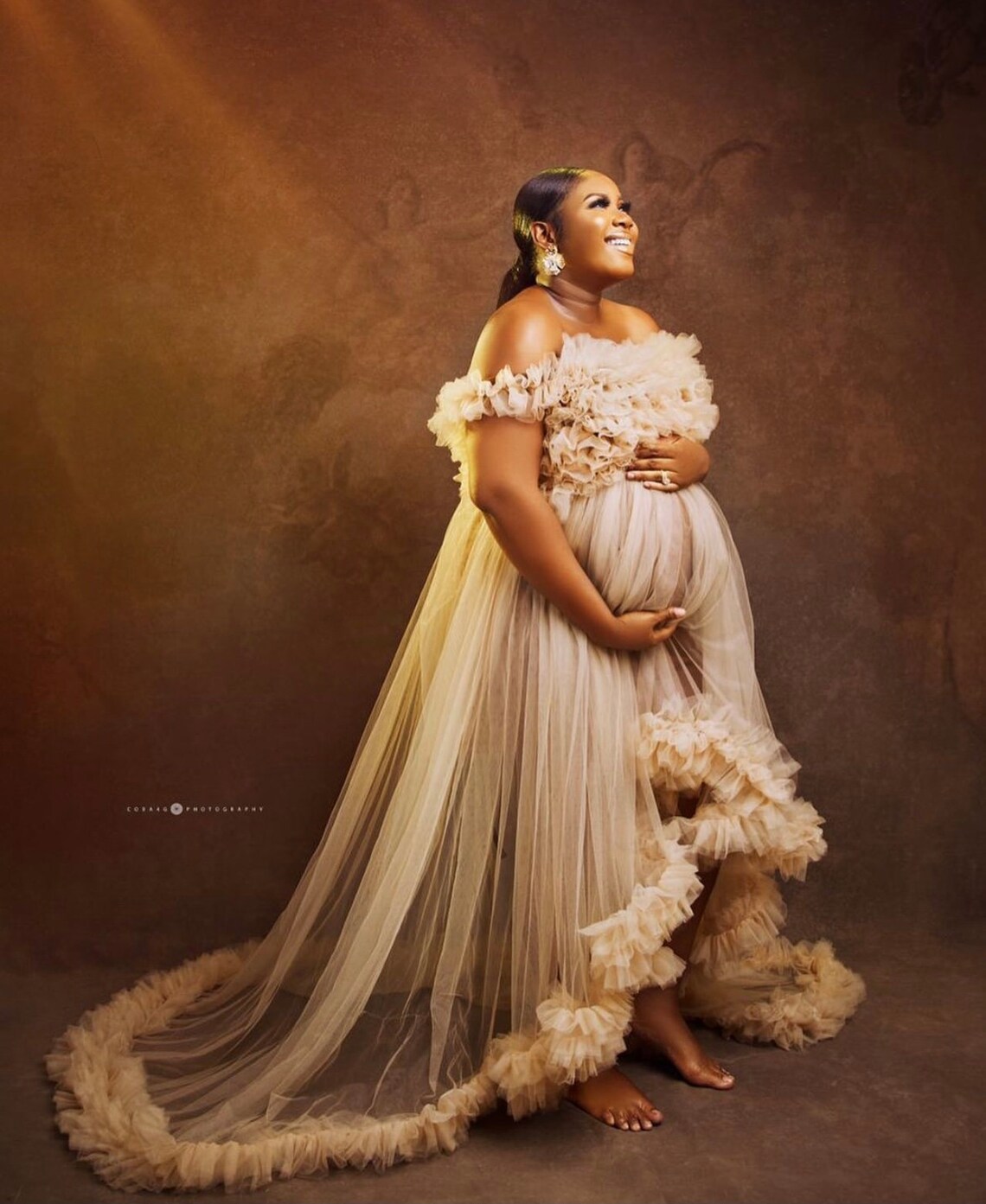 Ruffle Tulle Dress Maternity Tulle Gown Baby Shower Dress - Etsy