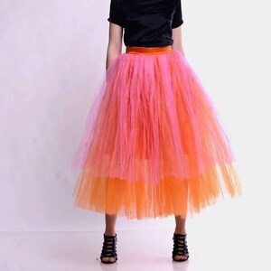 Multicolor Rainbow Tulle Maxi Skirt Multicolor Tulle Skirt, Tulle Maxi ...
